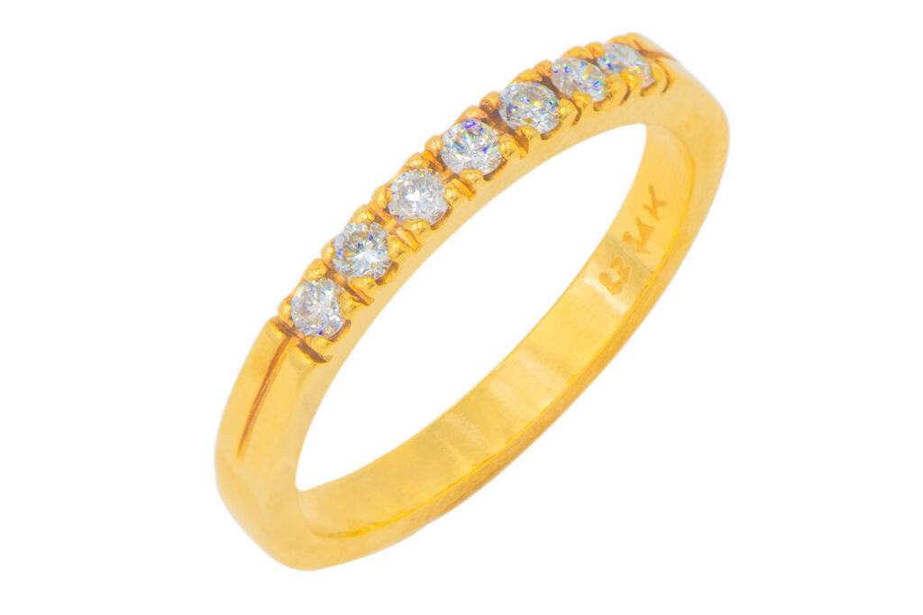 14 karat gold wedding ring with diamonds. -WDRET2MMX7Y – Topaz