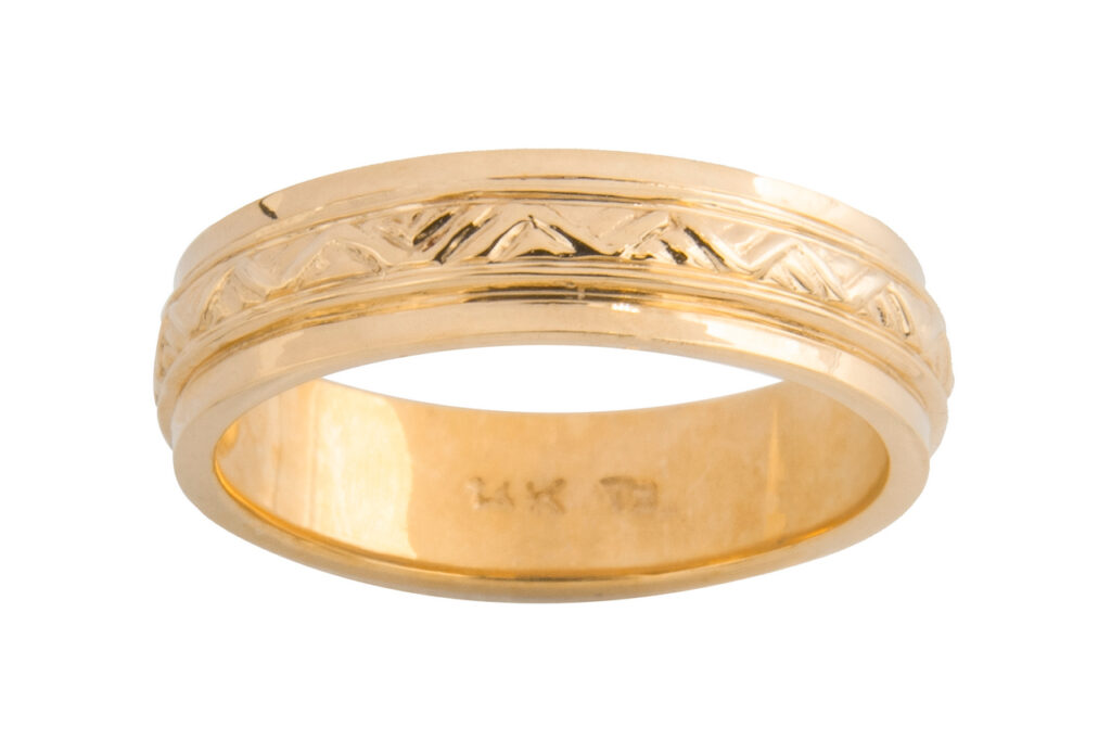 14 karat gold wedding ring. -WR1301M – Topaz